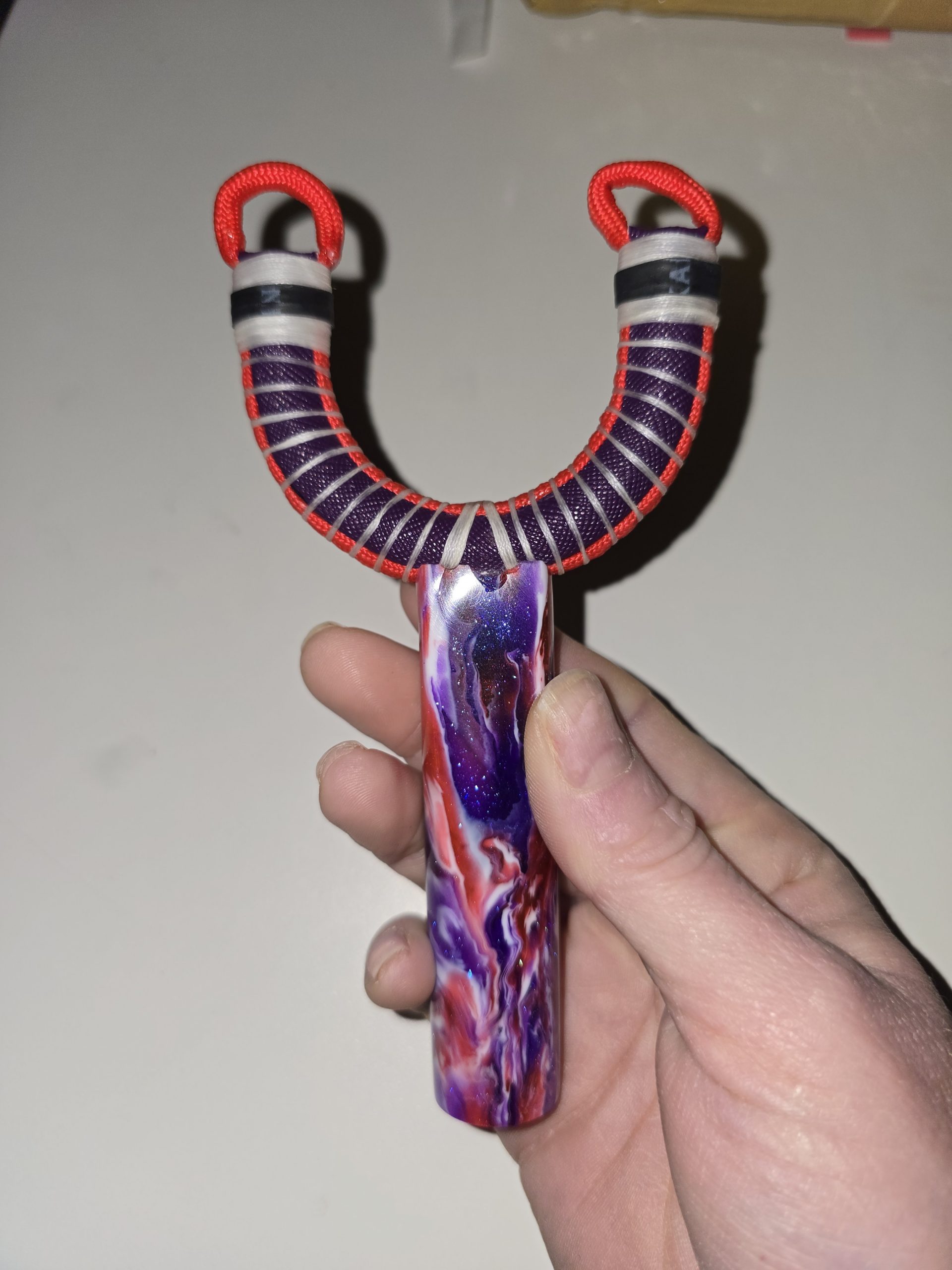 Custom Gypsy Slingshot – Red, Purple & White Glitter Resin Handle ...
