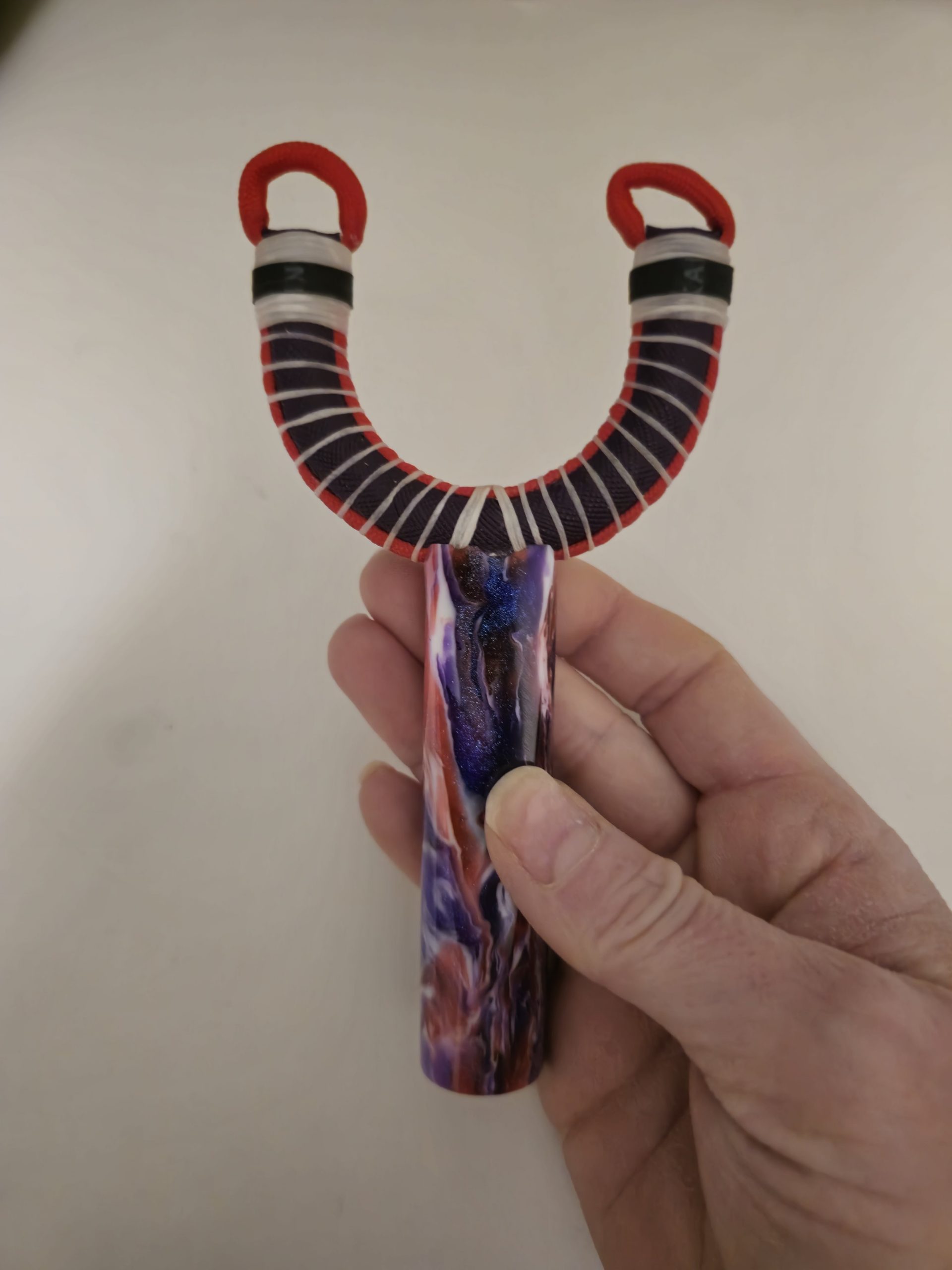 Custom Gypsy Slingshot – Red, Purple & White Glitter Resin Handle ...